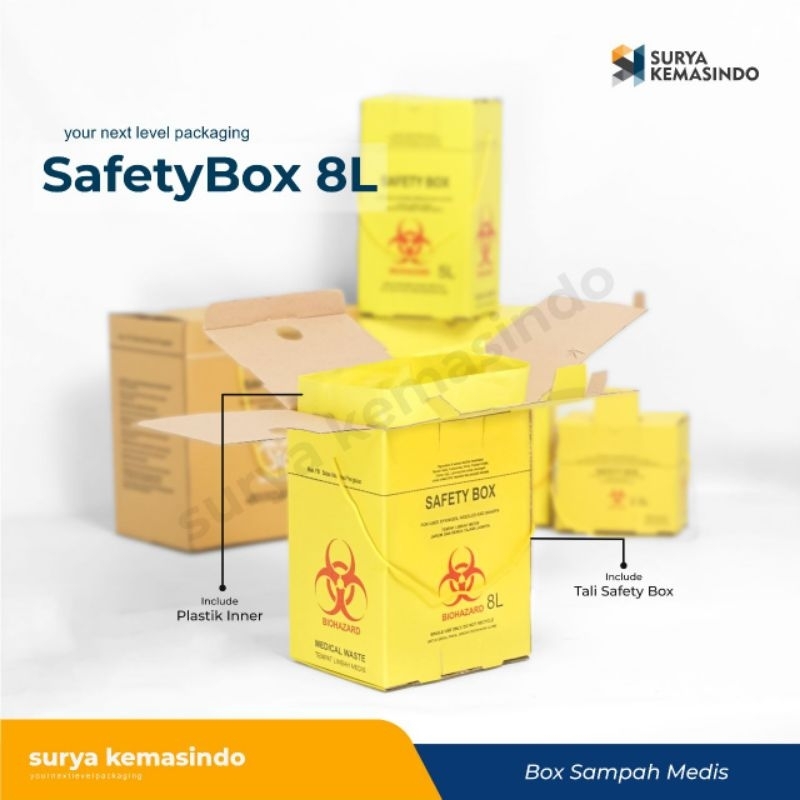 Jual SAFETY BOX 8 Liter Sampah Medis/Safetybox/Alkes/BioHazard/Kardus ...