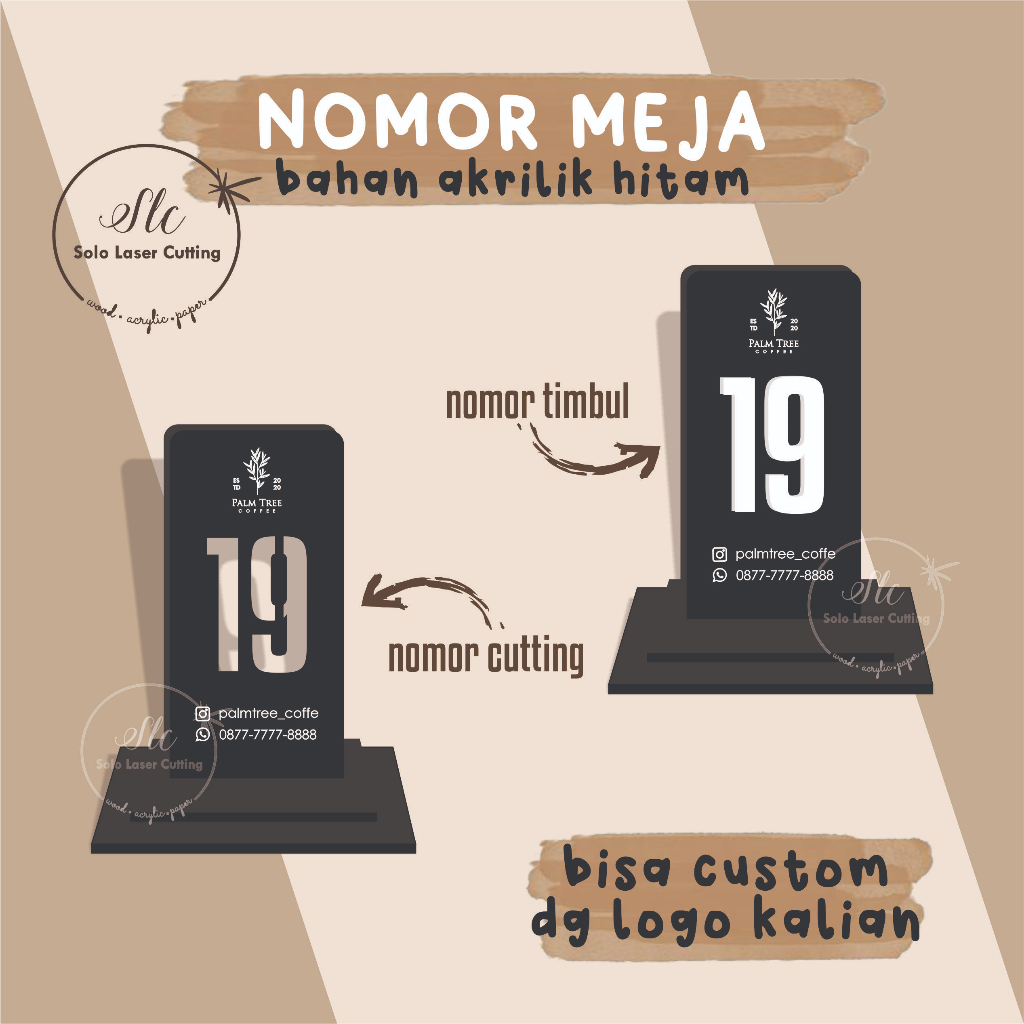 Jual Custom Nomor Meja Cafe, nomor meja resto Kayu Minimalis Lasercut ...