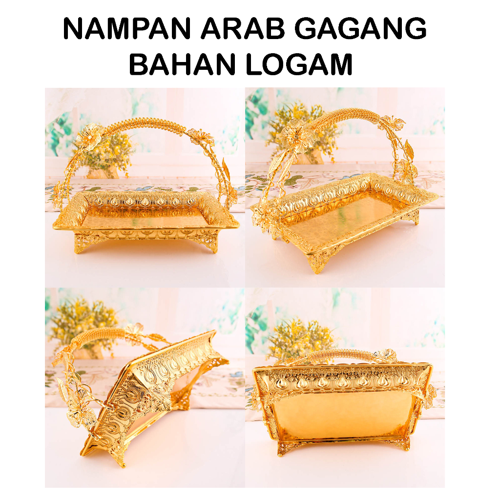 Jual Nampan Emas Arab Gagang NAM004 Ukuran 28x18 Cm Oleh-Oleh Haji ...