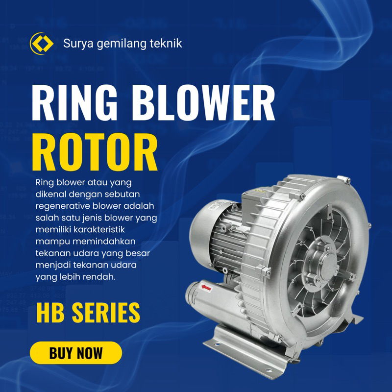 Jual Ring Blower 1/2 Hp Blower Tambak Rotor HB-370 Vortex 0,5HP 220v ...