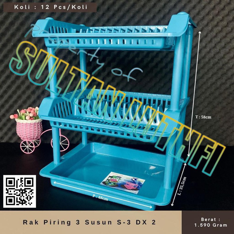 Jual rak piring plastik 3 susun DX rak piring 3 tingkat | Shopee Indonesia