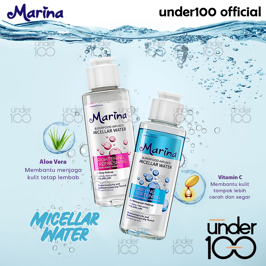 Jual UNDER100 MARINA Micellar Water Brightening & Refreshing ...