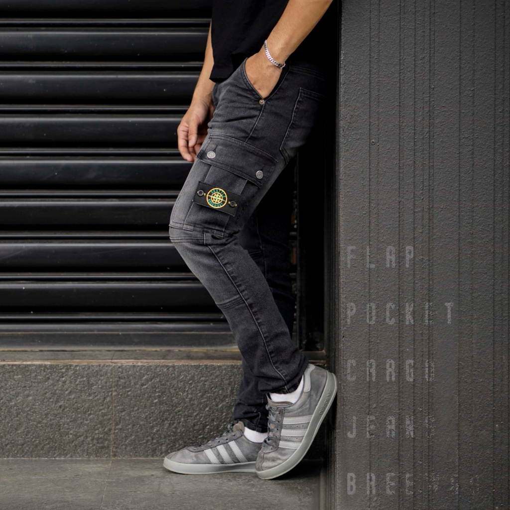 Jual NEW EDITION FLAP POCKET CARGO JEANS STONE DENIM ORIGINAL CELANA ...