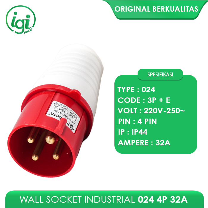 Jual SOCKET MOBILE MOUNTING 4 PIN 32A SOKET PLUG STOP KONTAK INDUSTRI 024 | Shopee Indonesia
