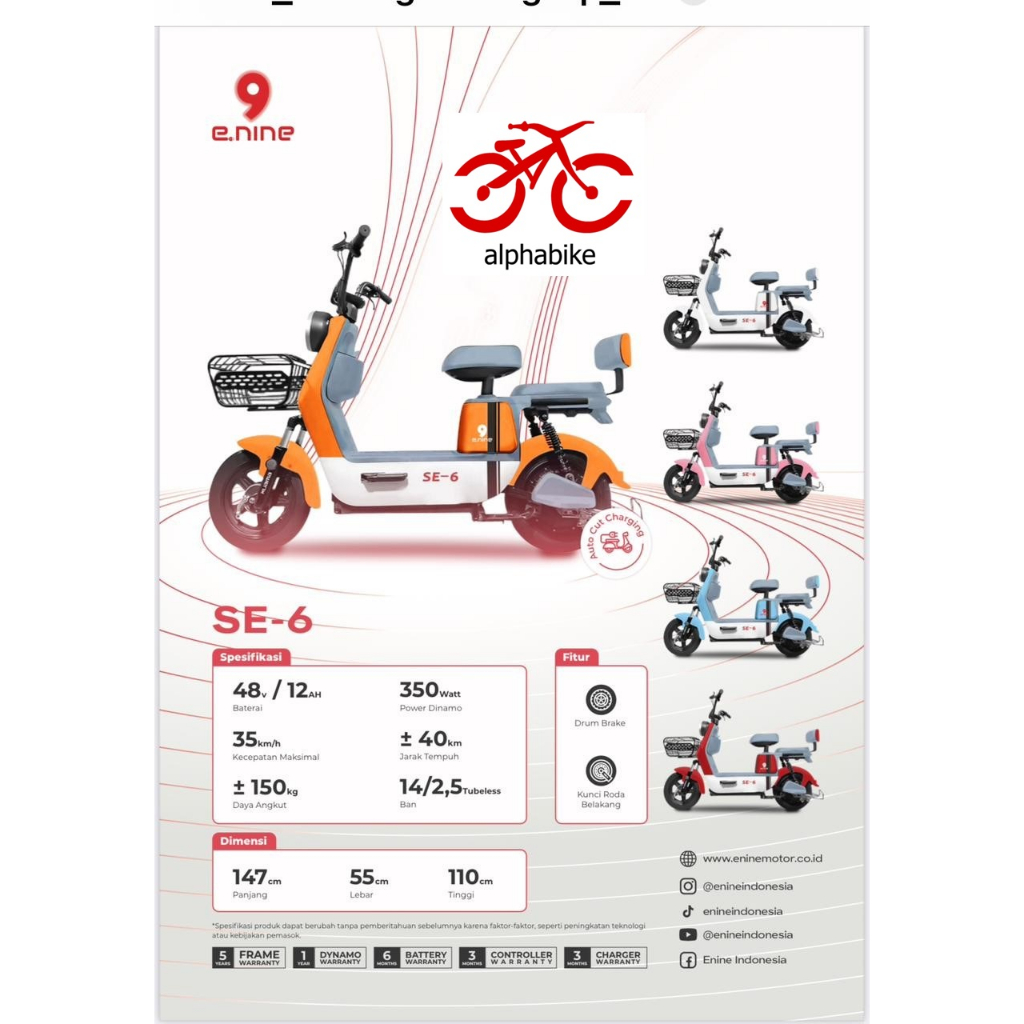 Jual SEPEDA LISTRIK E NINE SE-6 SE06 E-BIKE EBIKE | Shopee Indonesia