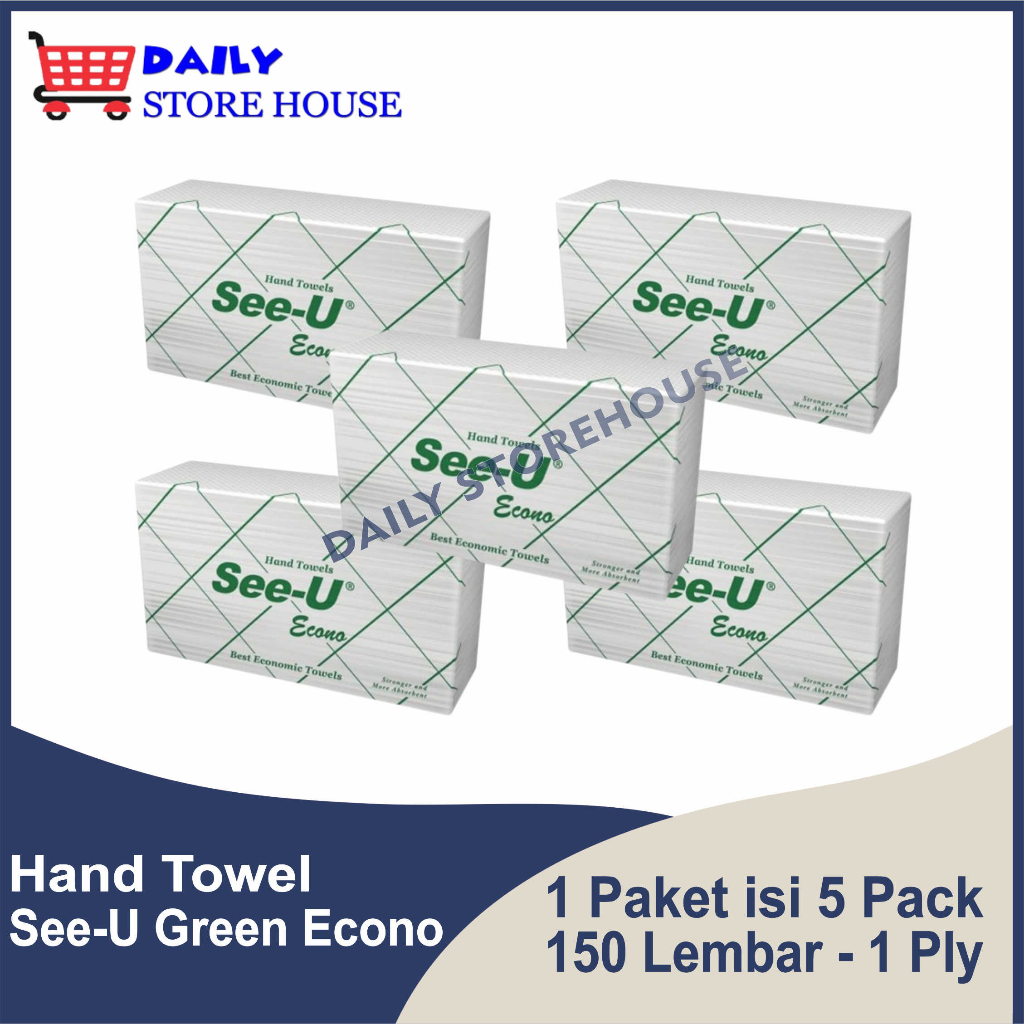 Jual Paket 5 Pack Tissue See-U Hand Towel Econo Green Tissue Wastafel ...