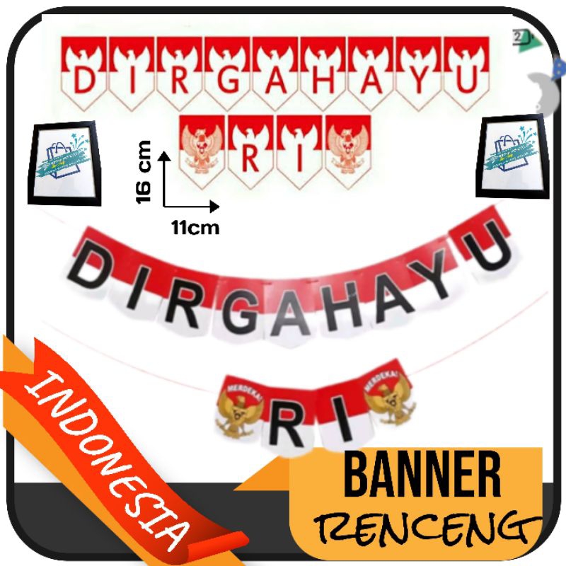 Jual banner karton DIRGAHAYU RI, bunting dirgahayu, banner merah putih ...