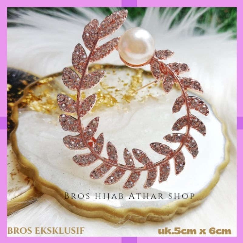 Jual Bros Daun Permata melingkar Mewah Bross Baju Brooch Leaf Pin ...