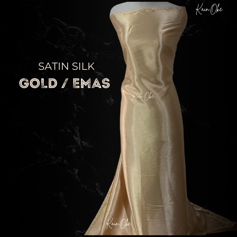 Jual 1/2 m Kain Satin Silk GOLD EMAS Charmuse Premium Glossy Glowing ...