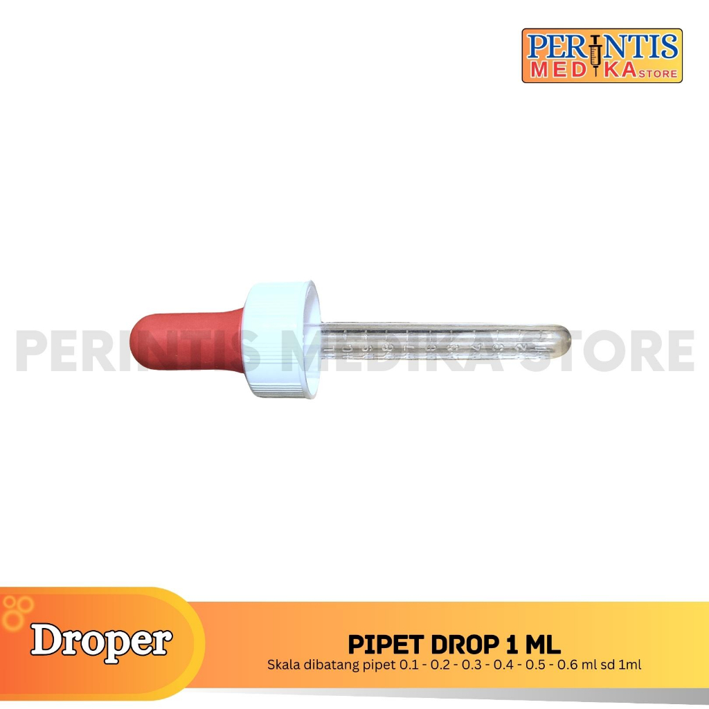 Jual Pipet Drop 1ml dengan skala 0.1ml, 0.2ml, 0.3ml dst. hingga 1ml l ...