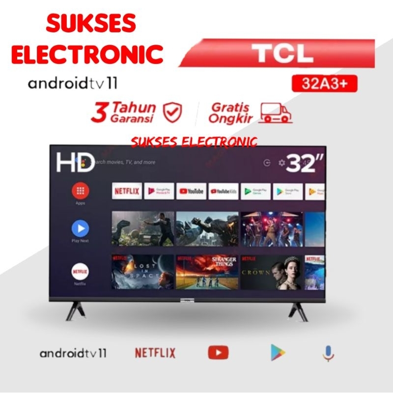 Jual TCL 32 INCH / 32" 32A3+ ANDROID SMART TV HD GOOGLE AI & DOLBY AUDIO | Shopee Indonesia