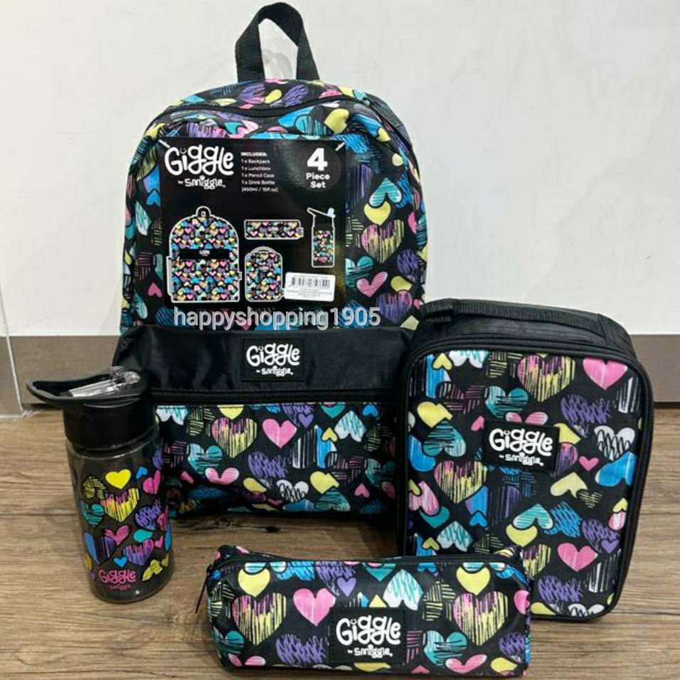 Jual SMIGGLE GIGGLE BUNDLE 4PC BLACK LOVE - SET TAS RANSEL SMIGGLE ...
