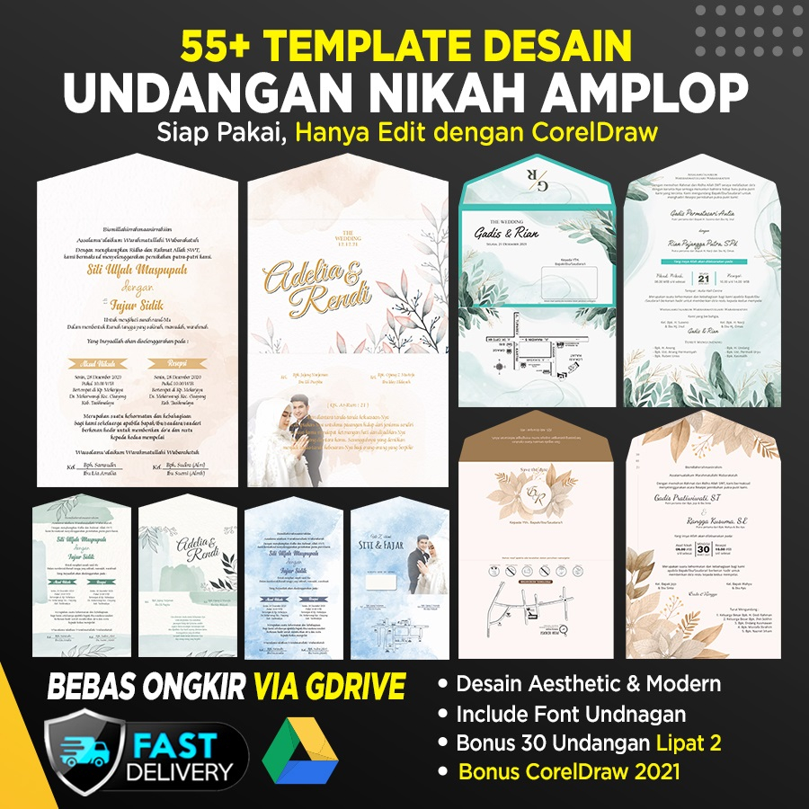 Jual Template Undangan Pernikahan Amplop Desain Rustic Kekinian Format ...