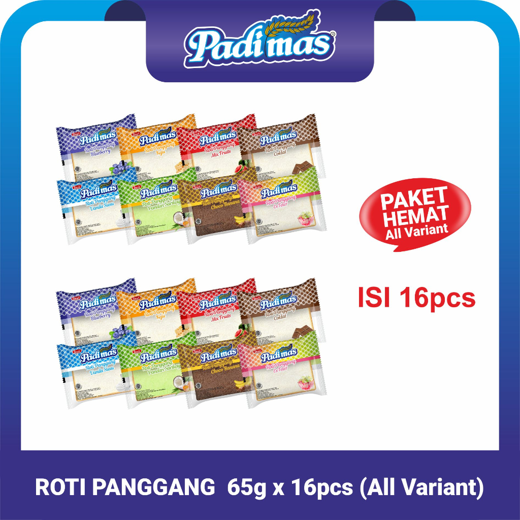 Jual Padimas Roti Panggang Paket isi 16pcs (All Varian) | Shopee Indonesia