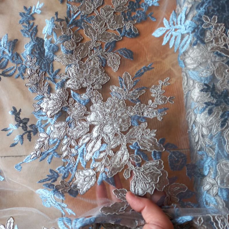 Jual MURAHH!!! kain tile brokat bordir corneli biru salem peach hijau ...