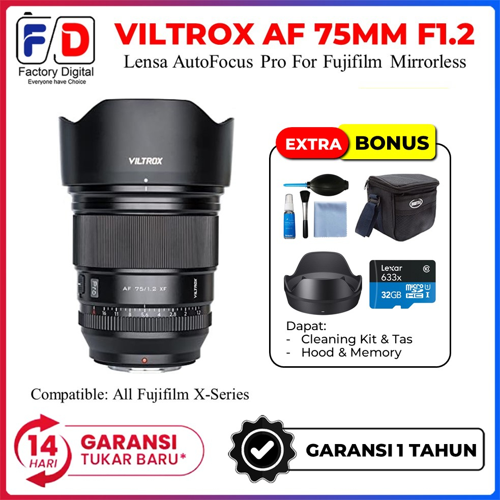 Jual Lensa Viltrox AF 75mm F1.2 Autofocus Lens For Fujifilm X-Series | Shopee Indonesia