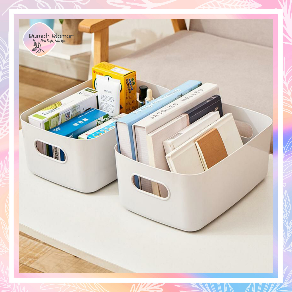 Jual Storage Box Keranjang Organizer Plastik Putih Meja Kantor Belajar ...
