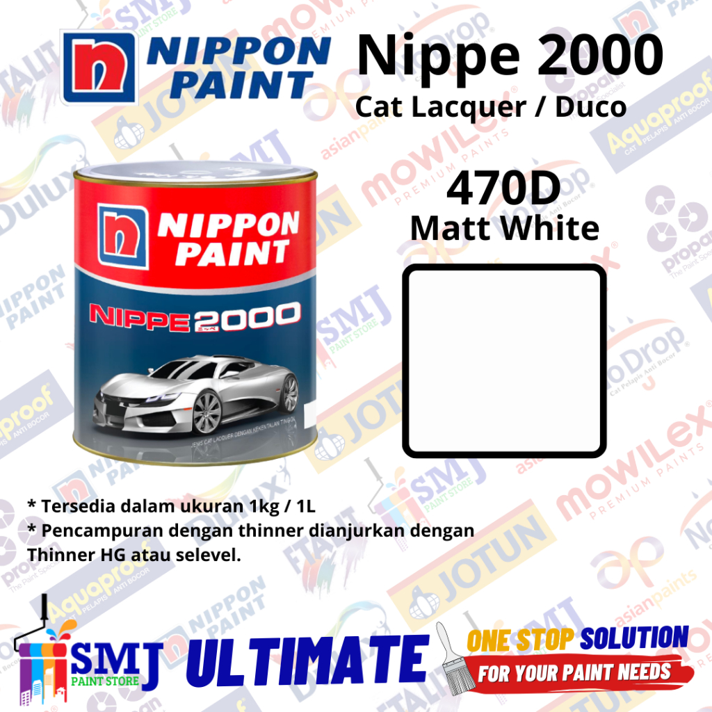 Jual Cat Duco Mobil, Besi dan Kayu NIPPON PAINT NIPPE 2000 470D Warna Matt White / Putih Doff 1L ...