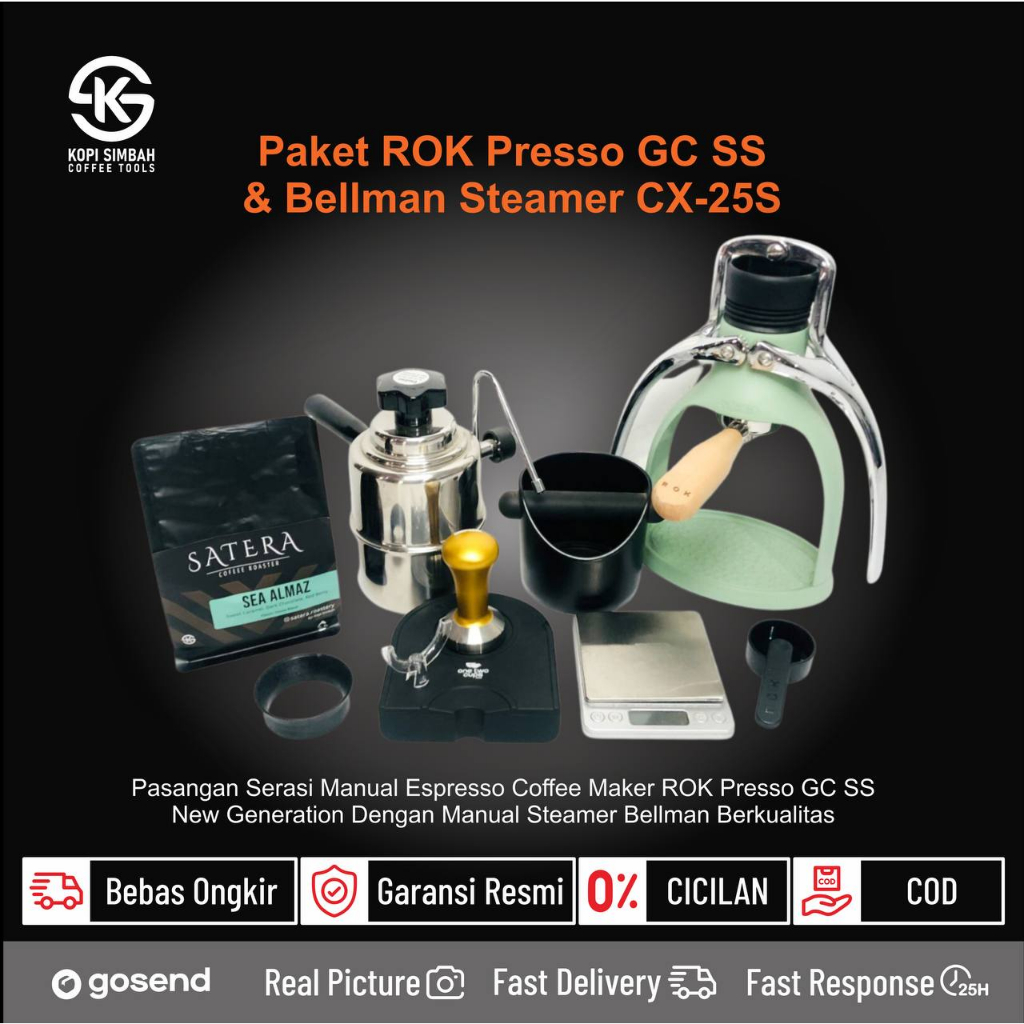 Jual Paket ROK Presso New GC SS 2022 Manual Espresso Coffee Maker With ...