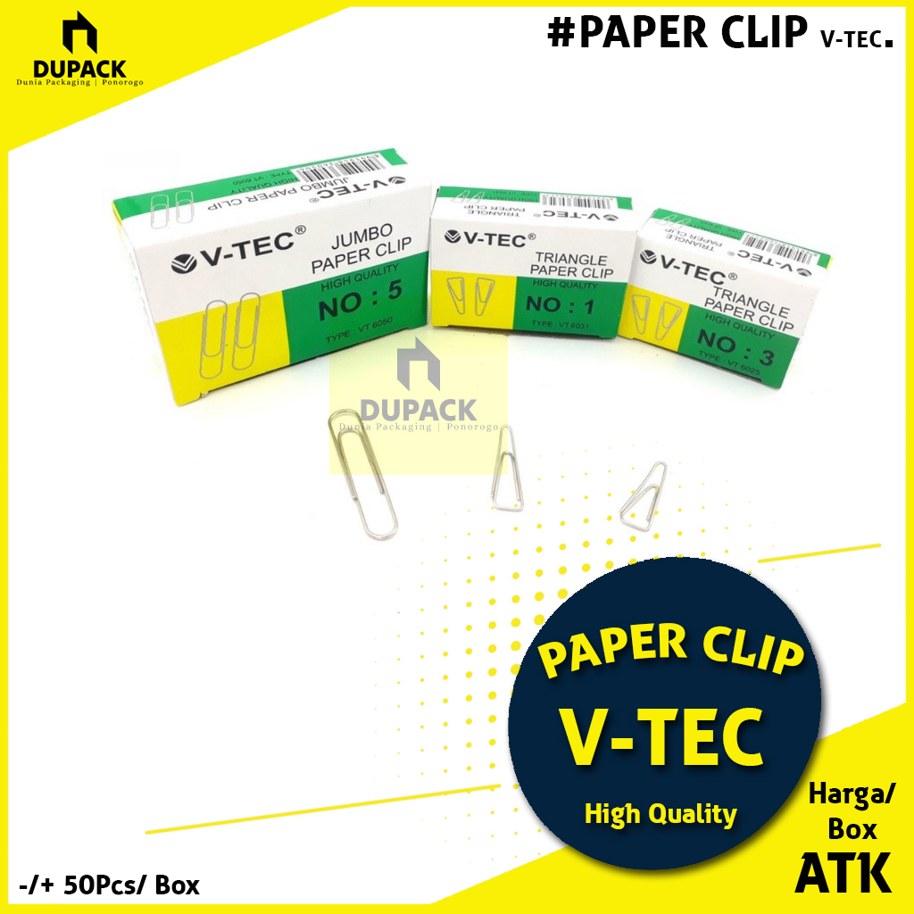 Jual Paper CLip V-TEC High Quality Penjepit Kertas Triangle | Shopee ...