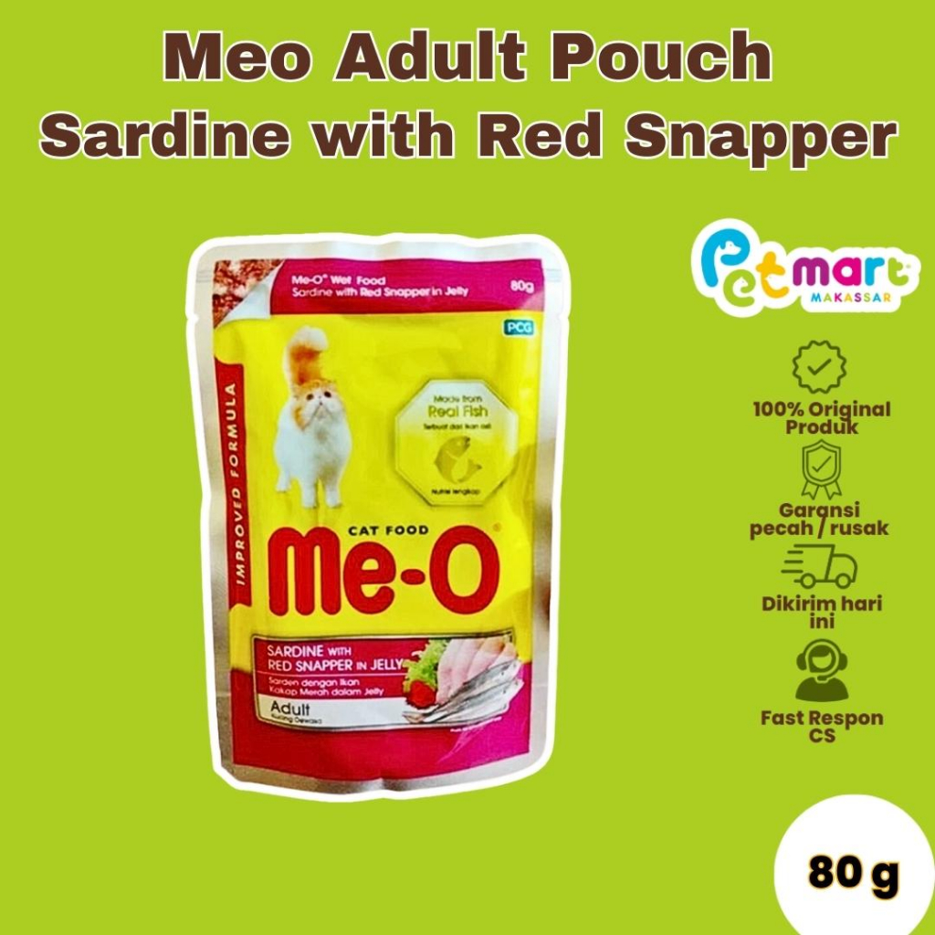 Jual Makanan Kucing Basah Dewasa Meo Adult Pouch Sardine with Red ...