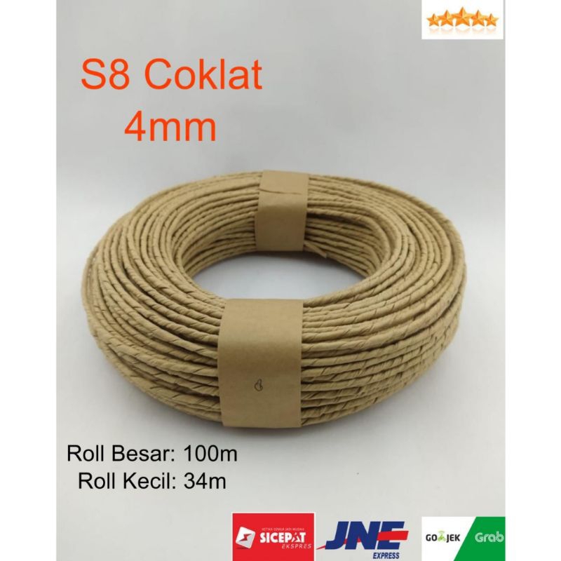 Jual TALI KERTAS TALI PAPERBAG TALI KRAFT S8 4mm TALI ANYAMAN TALI ...