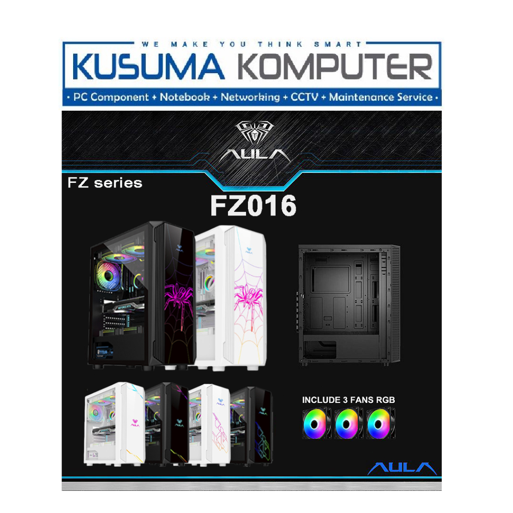 Jual Casing PC Gaming AULA FZ016 White + 3 Fan RGB | Shopee Indonesia