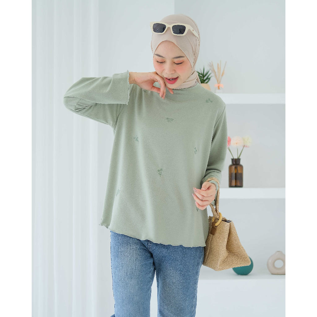 Jual Mayoutfit Elyca Blouse | Kaos Blus Motif Bordir Embroidery ...