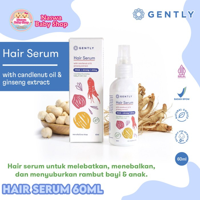 Jual Gently Hair Serum Penumbuh & Penyubur Rambut Bayi 60ml | Shopee ...