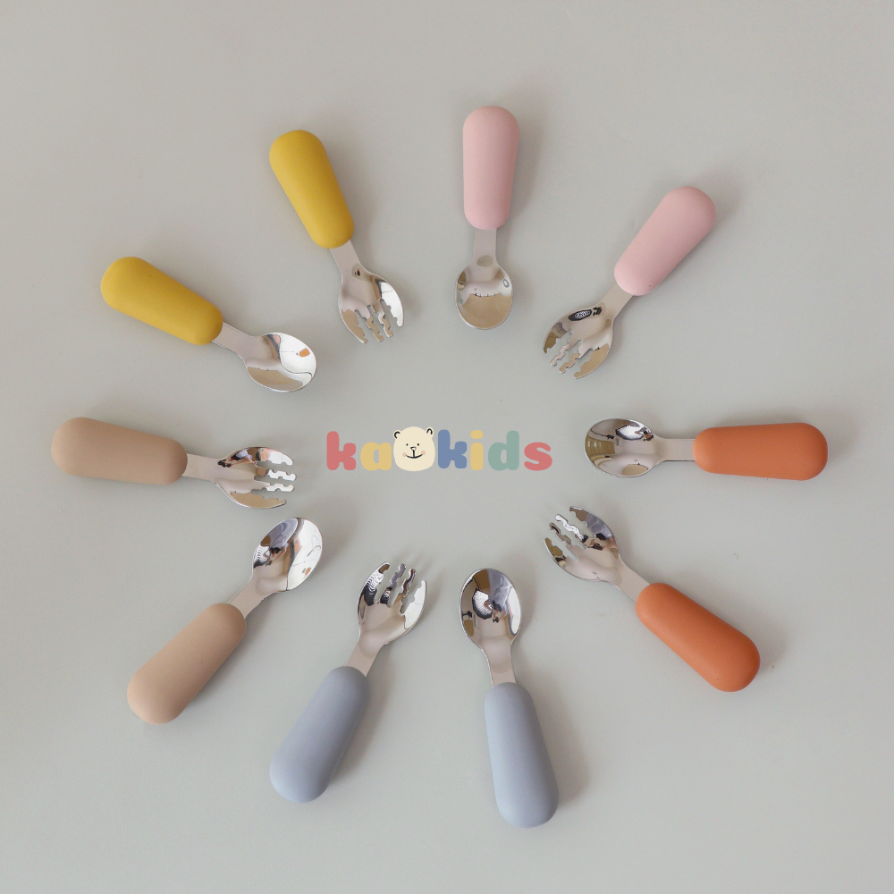Jual KAOKIDS Stainless Steel Training Spoon & Fork / Sendok Garpu Makan ...