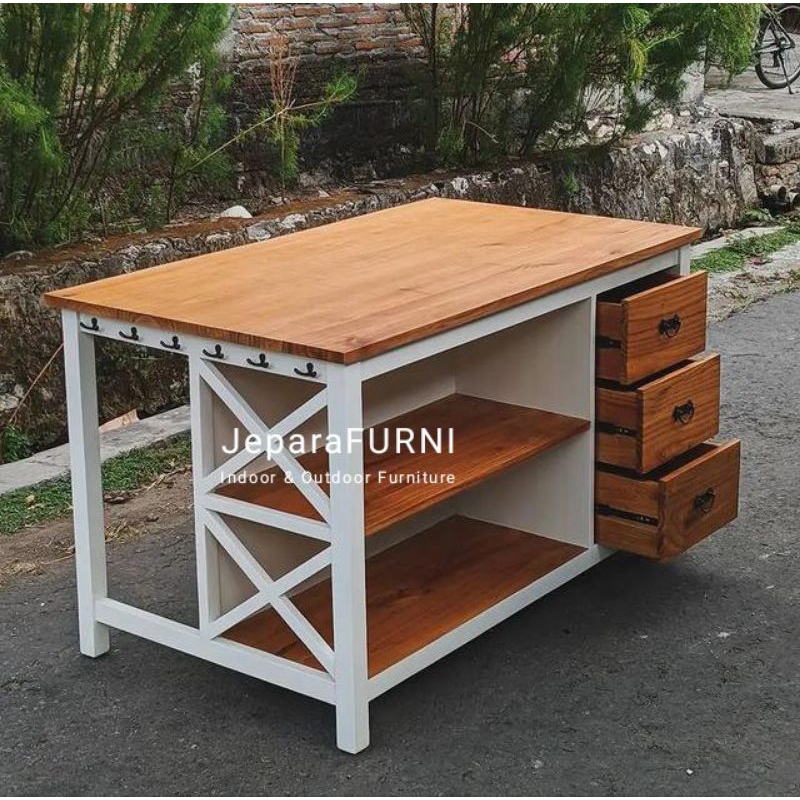 Jual Meja dapur kayu jati jepara rak dapur | Shopee Indonesia