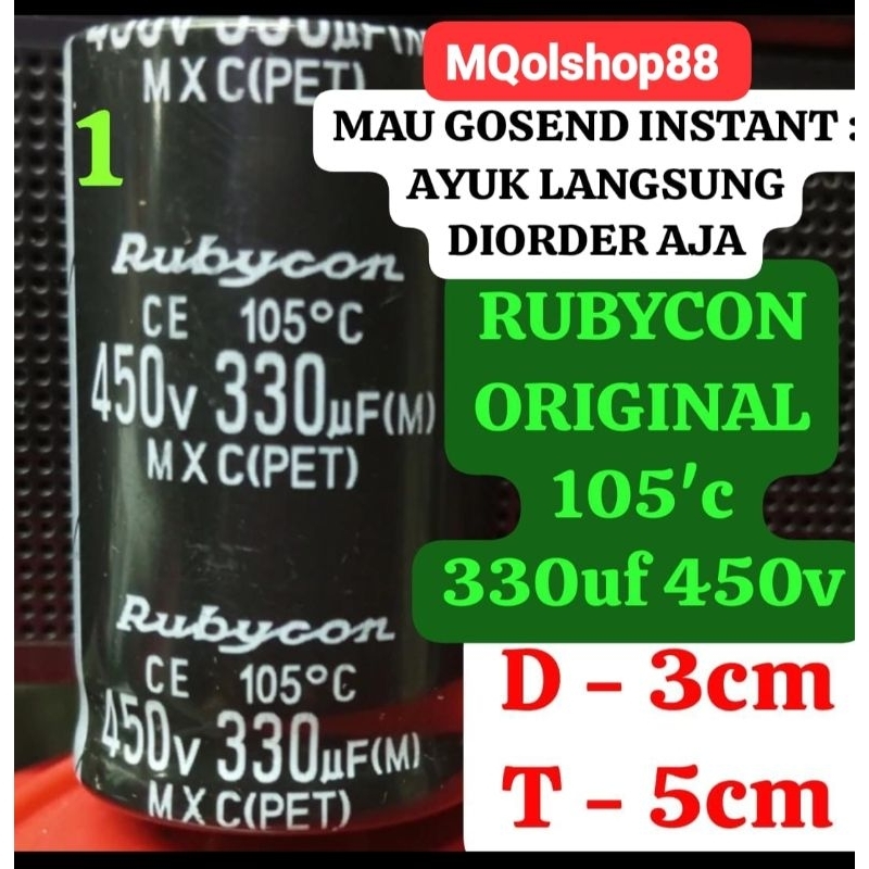 Jual 330uf 450v 330mikro 450v ORIGINAL RUBYCON / NICHICON ELCO ECO ELKO EKO CAPASITOR IC IGBT ...