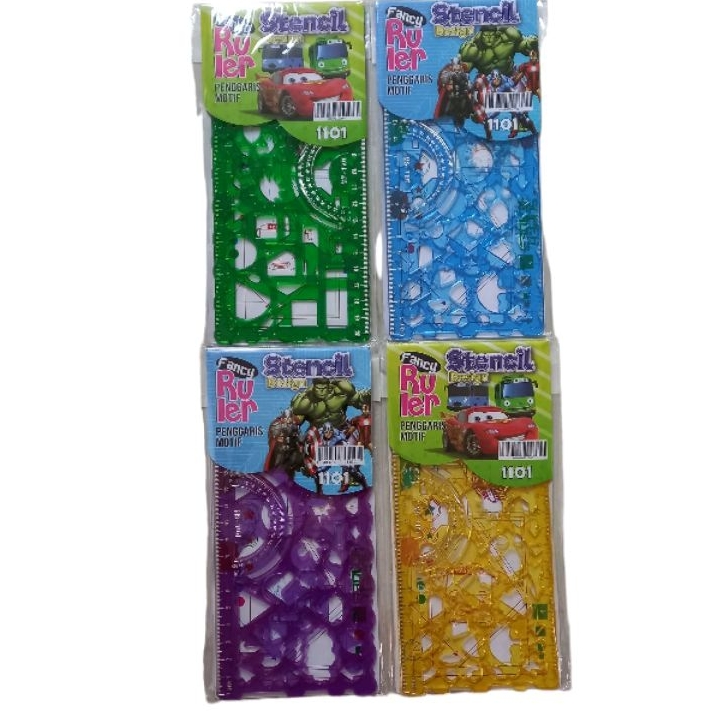 Jual Penggaris bentuk pola isi 2 pcs / stencil set ruler / penggaris ...