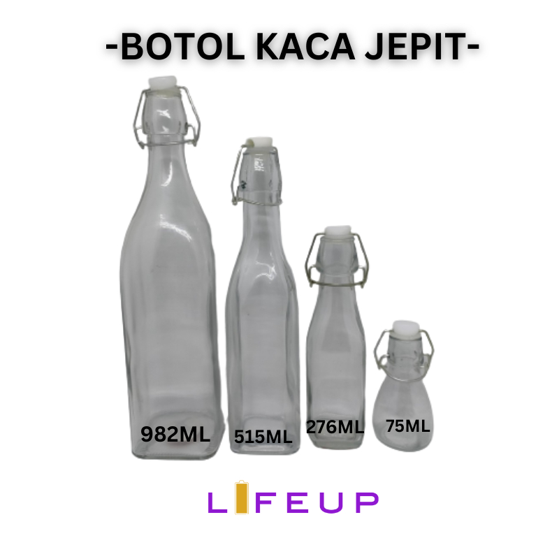 Jual BOTOL KACA JEPIT / SWING BOTTLE white/Glass Bottle /swing Bottle ...