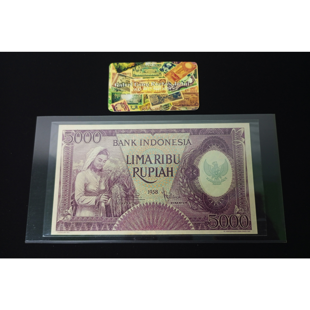 Jual UANG KERTAS JADUL 5000 RUPIAH VIOLET 1958 | Shopee Indonesia