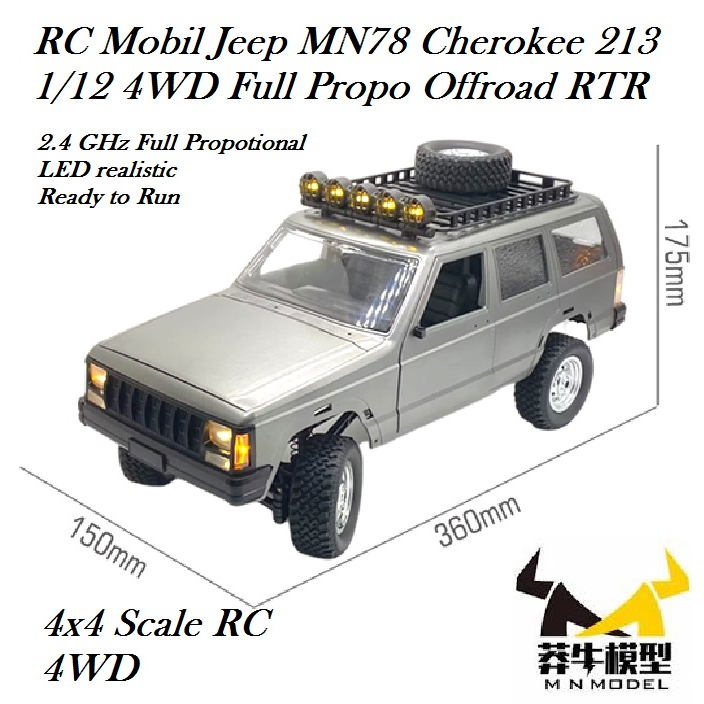 Jual RC Mobil Jeep MN78 Cherokee 213 1/12 4WD Full Propo Offroad RTR MN ...