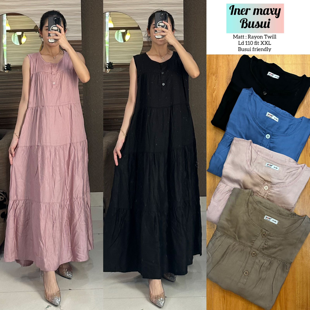 Jual INER MAXY INAYA/INNER MAXY DRESS BUSUI FRIENDLY/INER RAYON TWILL ...