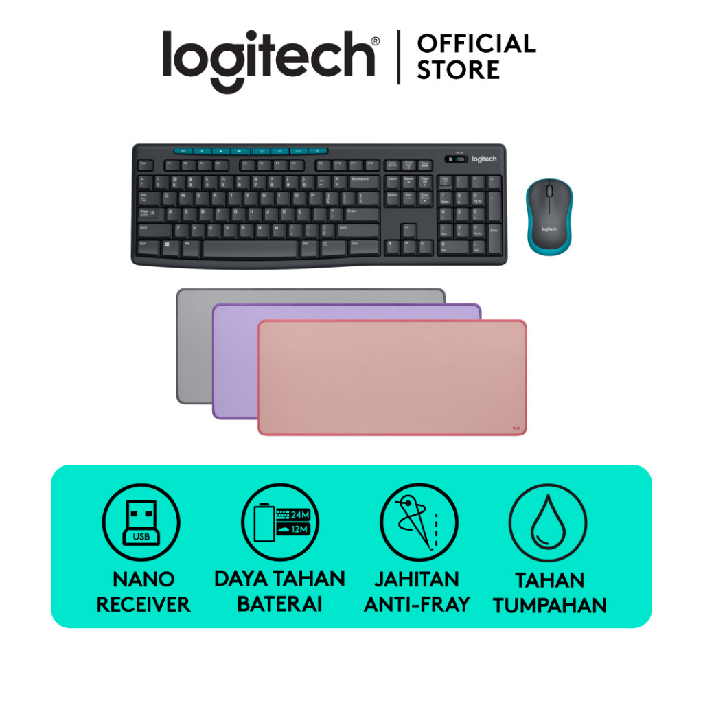 Jual [bundling] Logitech Mk275 Combo Keyboard Mouse Wireless Dengan Tombol Multimedia And Desk
