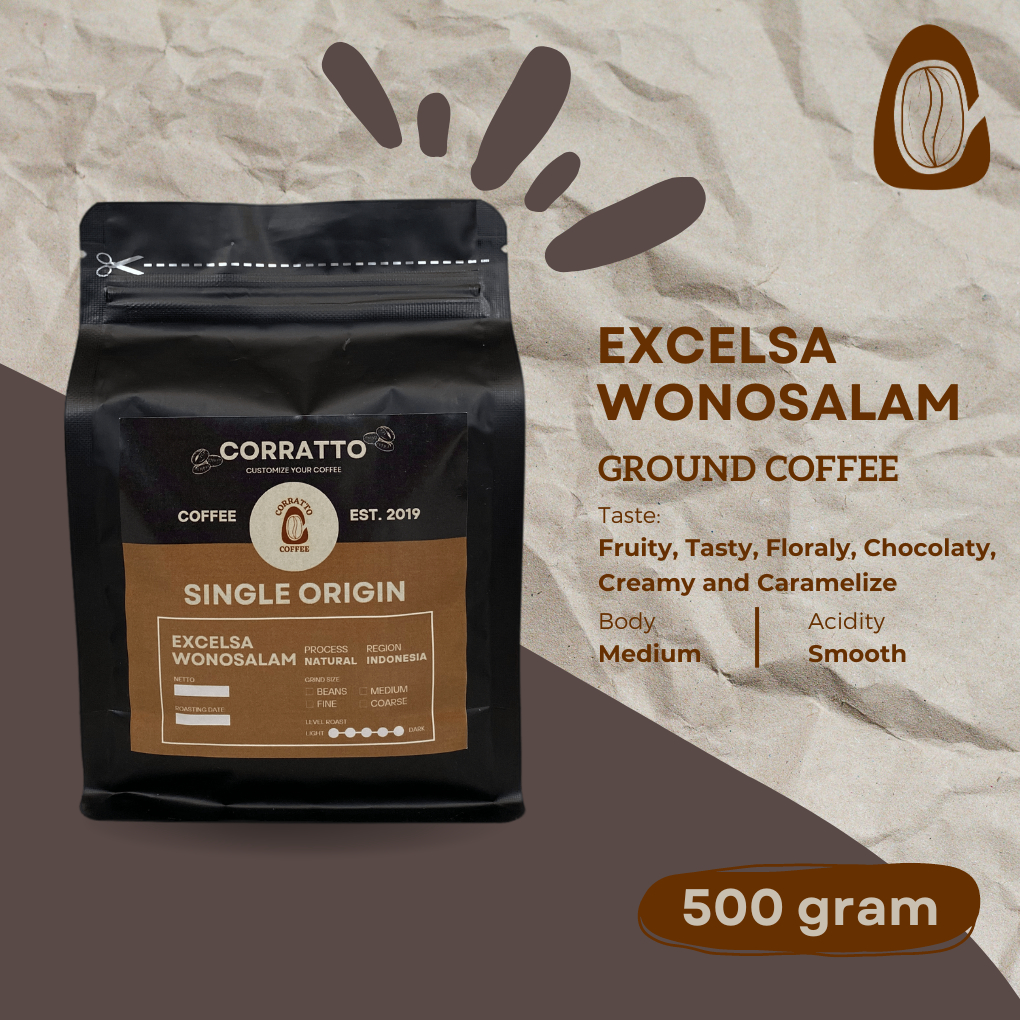 Jual Corratto Coffee Bubuk Kopi Excelsa Wonosalam 500gr | Shopee Indonesia
