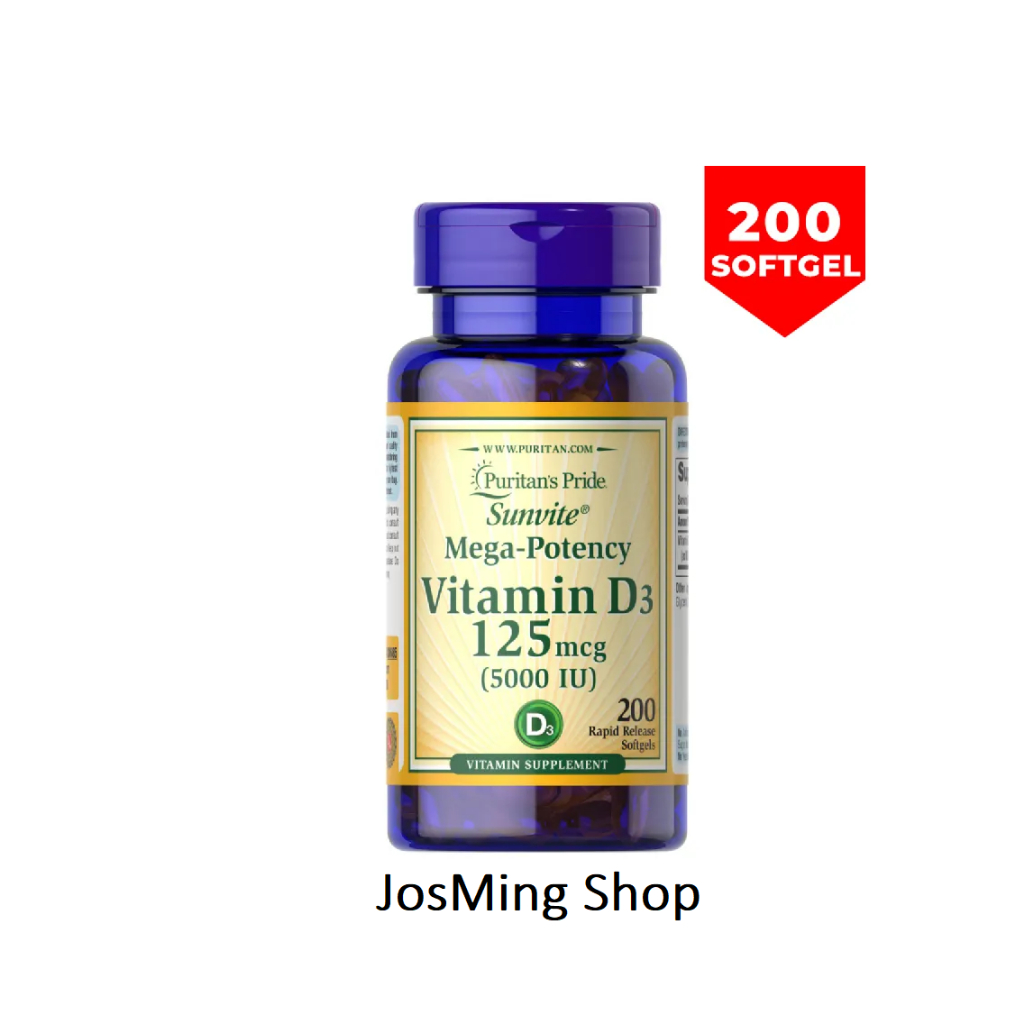 Jual Puritan's Pride Vitamin D3 125 mcg (5000 IU), 200 Softgels | Shopee Indonesia