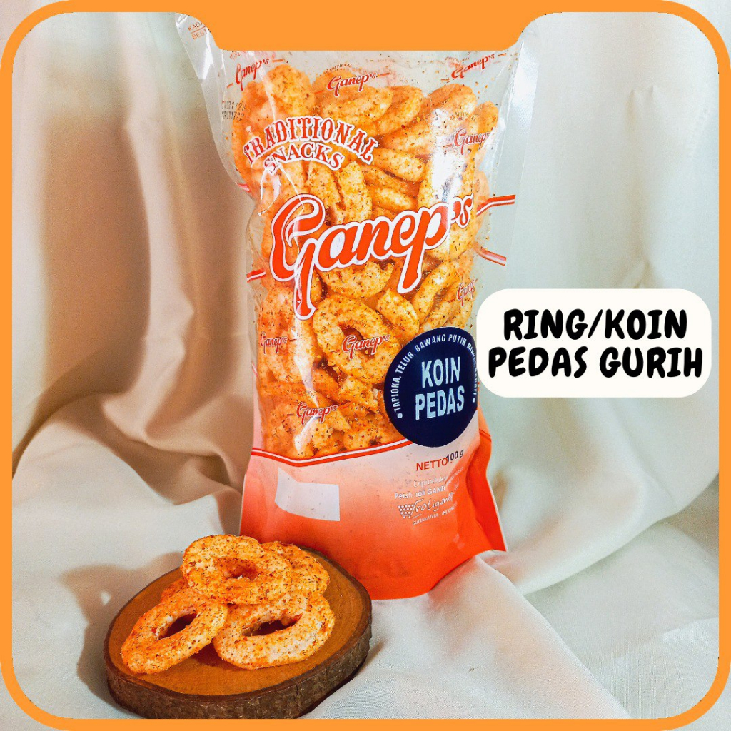 Jual MAKANAN RINGAN RING/KOIN PEDAS 100 gram, CEMILAN KERUPUK KOIN ...