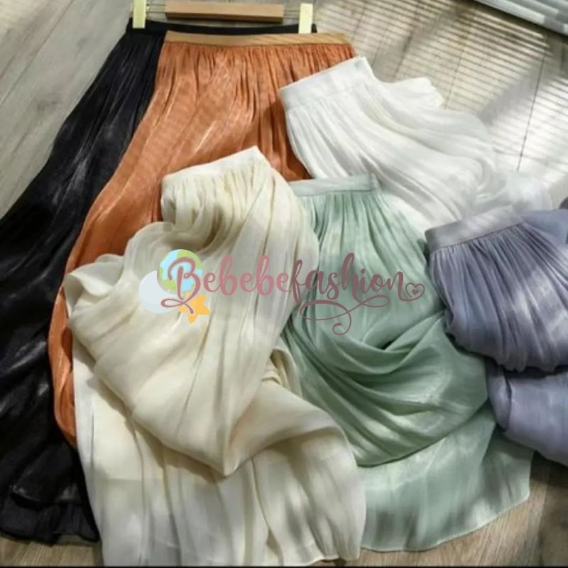 Jual Shenina Shimmer Skirt | Rok Bahan Shimmer Elegant Warna Pastel Rok ...