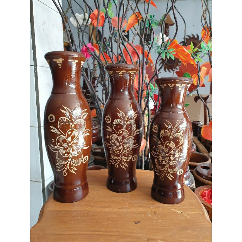 Jual Vas Merak Set Cukit Bunga Kayu Jati | Shopee Indonesia