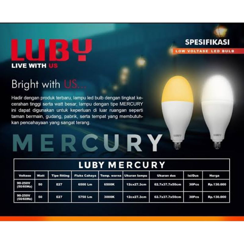Jual Lampu LED Mercury Luby 50W | Shopee Indonesia