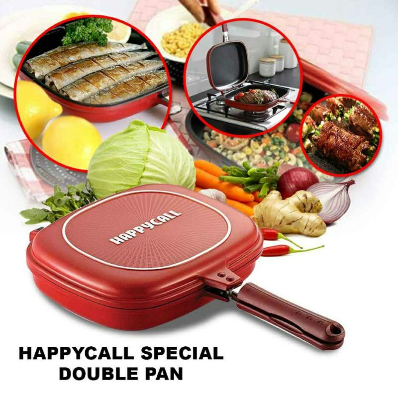 Jual Happy Call Double Pan 32cm original/ Pemanggang Anti Lengket Teflon Serbaguna Multifungsi ...