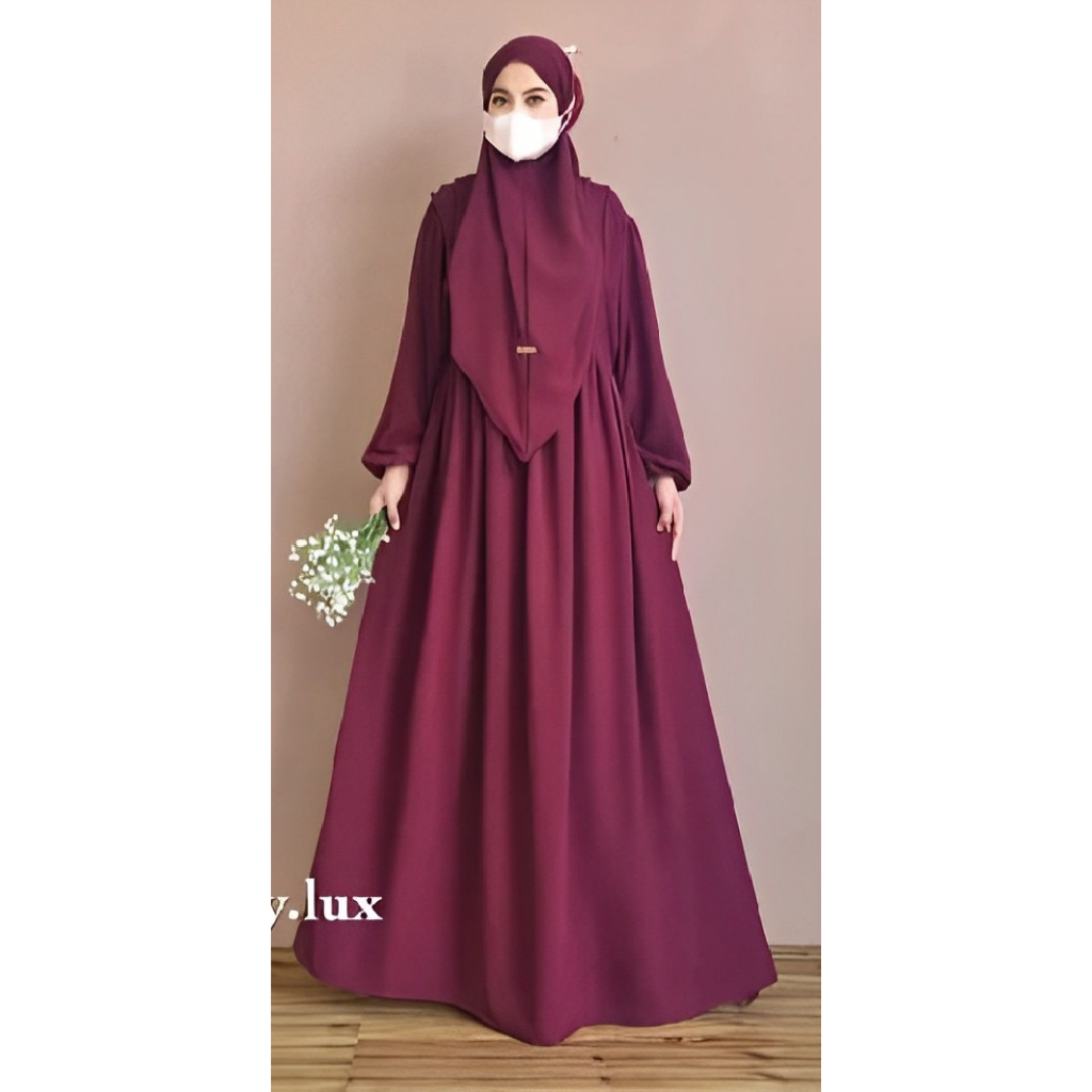 Jual Setelan Al Zirah Syari Khimar / Gamis Syari CRINKLE AIRFLOW / Baju Gamis Plus Khimar Size M ...