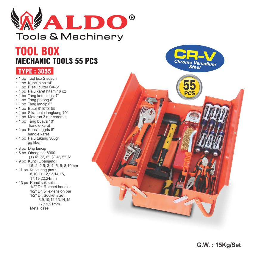 Jual TOOL BOX MECHANIC TOOLS 55 PCS 3055 / KUNCI PERKAKAS / KUNCI ...
