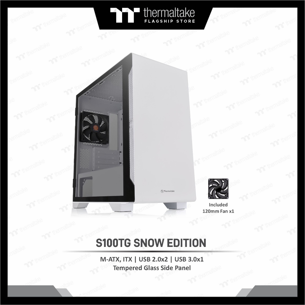 Jual Casing PC Thermaltake S100 Tempered Glass Snow Edition Micro ...