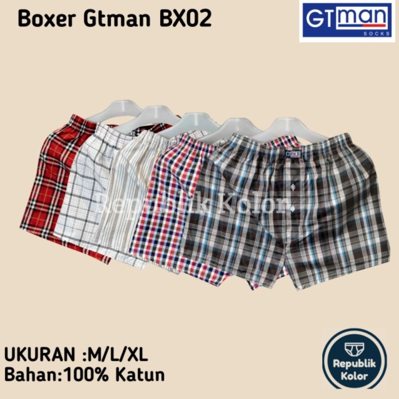 Jual Boxer Pria GTMAN BX02 | ISI 1 PCS | Bahan Katun Woven | Shopee Indonesia