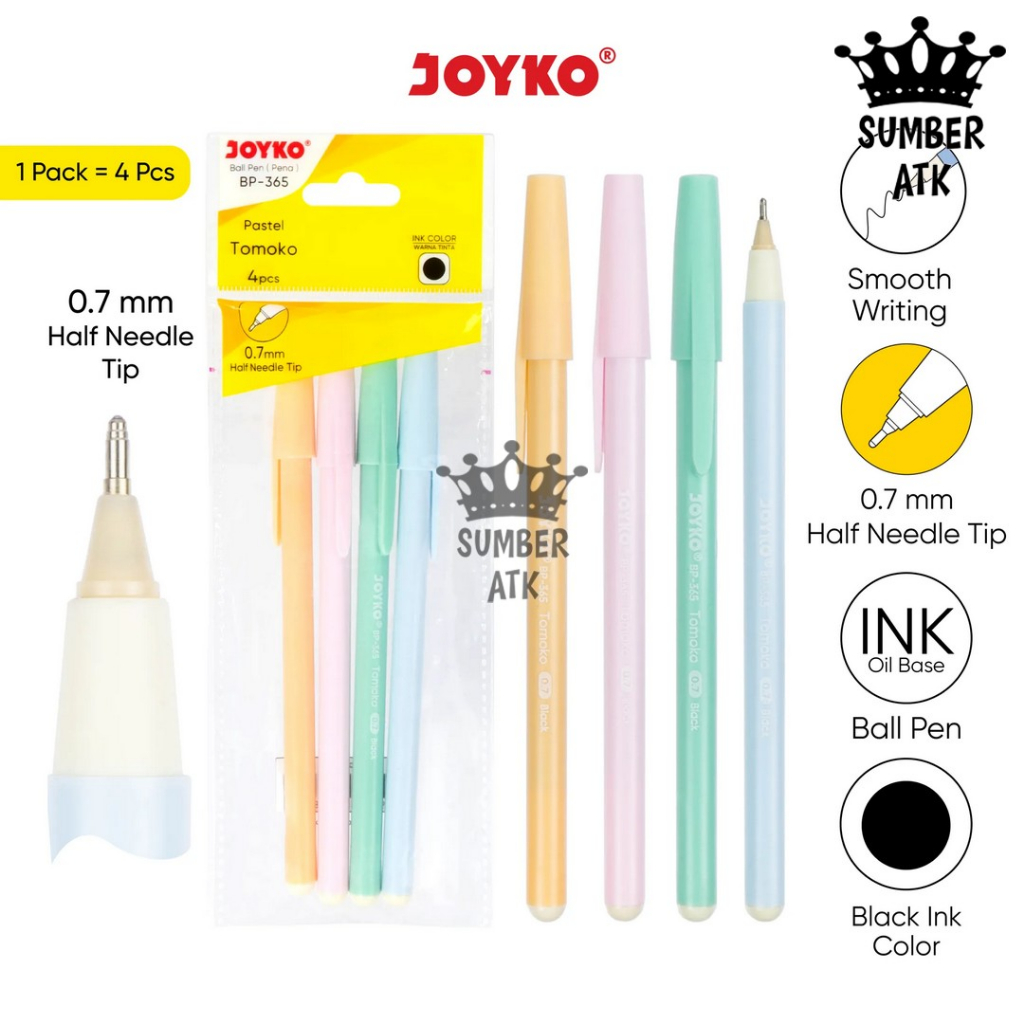 Jual Ball Pen Pulpen Pena Joyko BP-365 Pastel Tomoko 0.7 mm 1 Pack 4 Pcs | Shopee Indonesia
